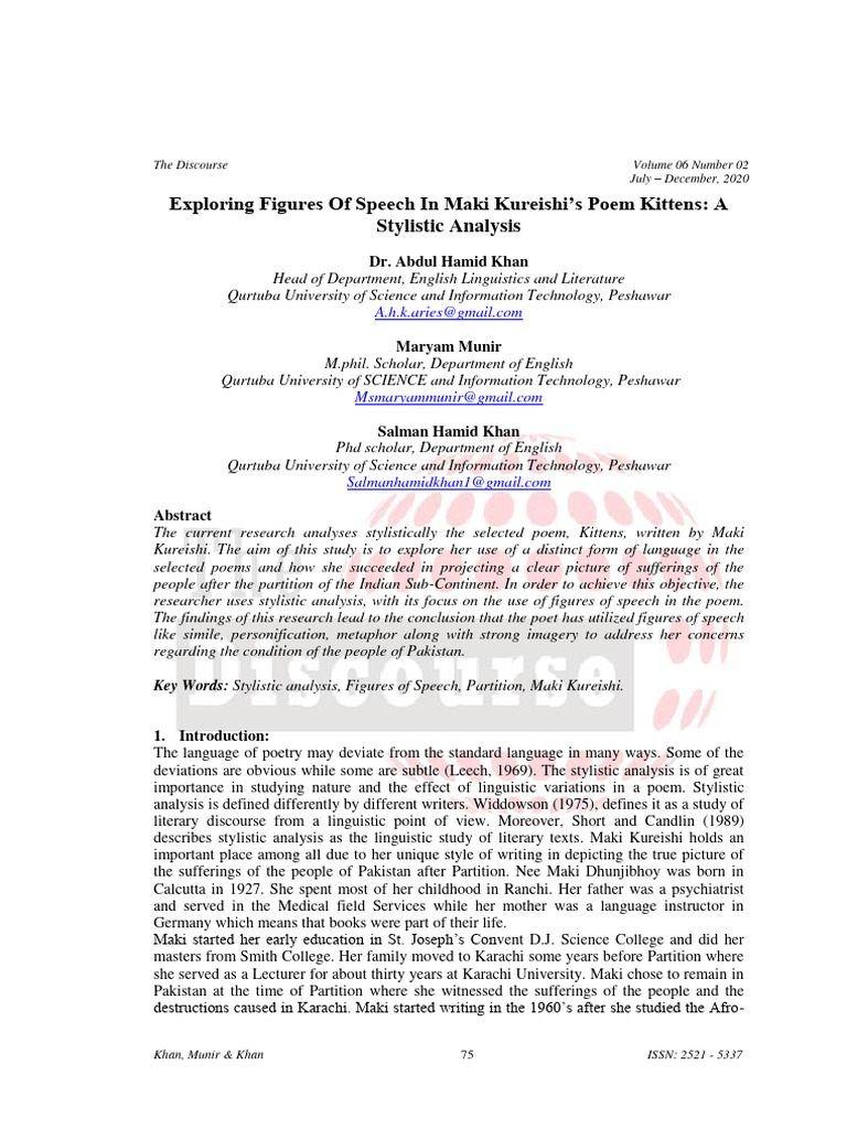 Exploring Figures of Speech in Maki Kureishi's Poem Kittens: A Stylistic Analysis | PDF | Word ...