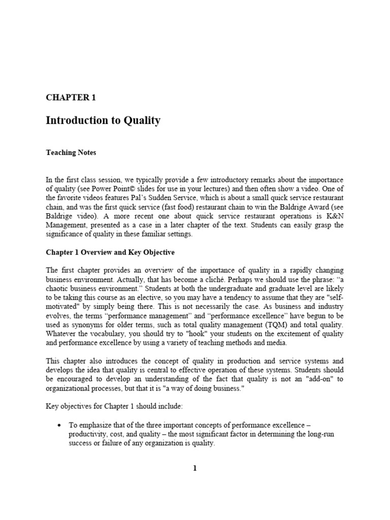 Ch1 Summary HSM605 | PDF | Quality (Business) | Competitive Advantage