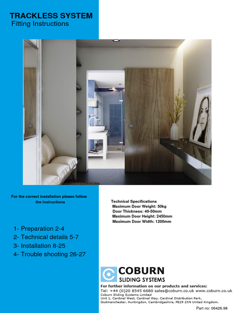 Trackless Door System Installation Guide | PDF | Screw | Equipment