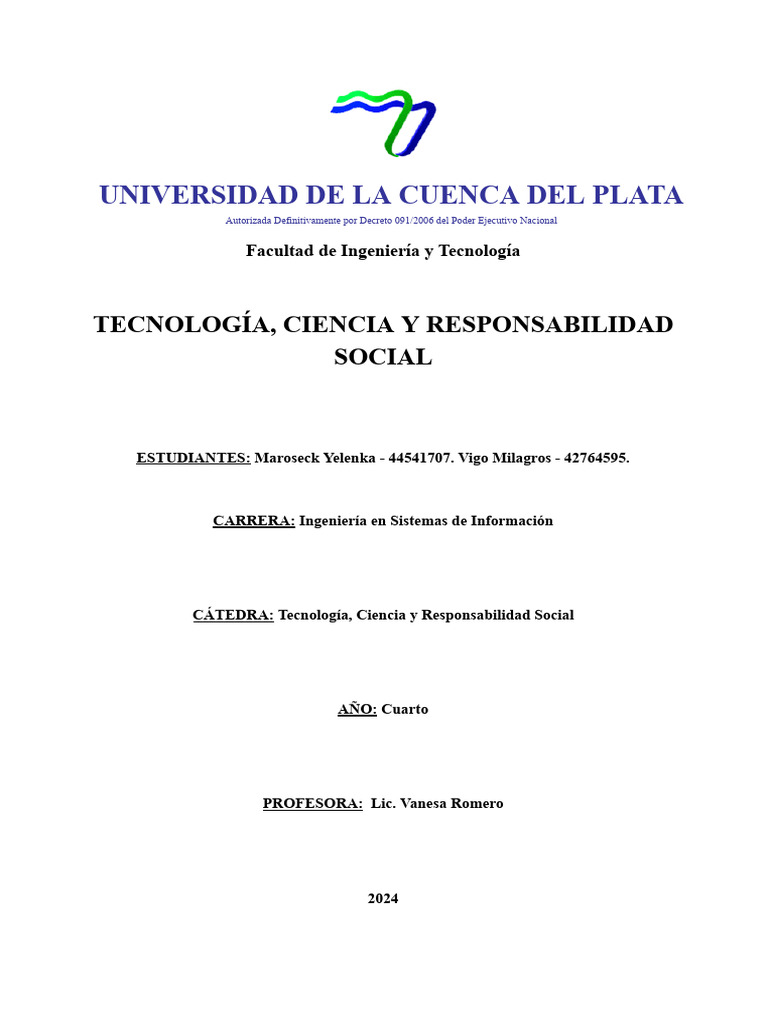TP2 - Tecnología, Ciencia y Responsabilidad Social | PDF | Universidad