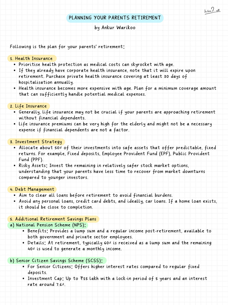 Planning Your Parents Retirement by Ankur Warikoo | PDF | Retirement ...
