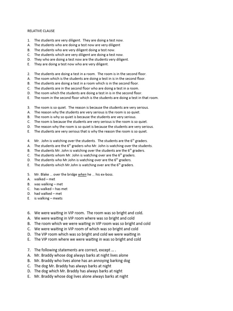 RELATIVE CLAUSE Exercise | PDF | Language Arts & Discipline