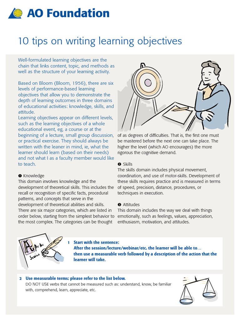 10 Tips On Writing Learning Objectives - 03 | PDF | Learning | Attitude ...
