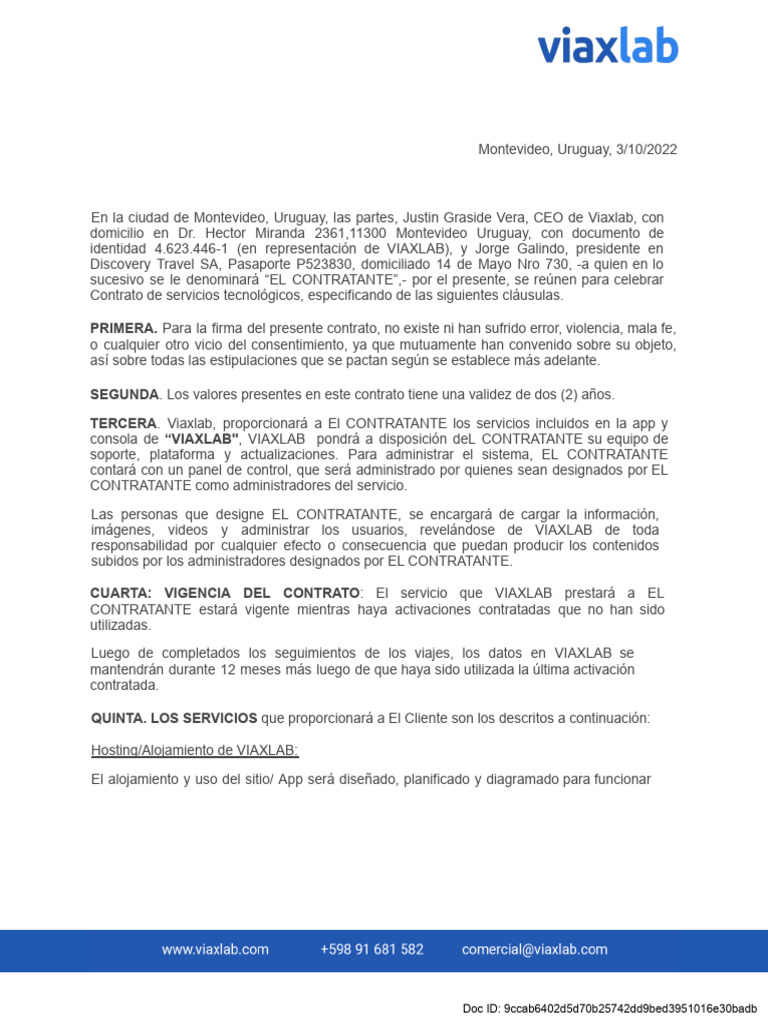 Contrato 2022 - Viaxlab Smarttravel-Jorge Smarttravel - Com.py | PDF ...