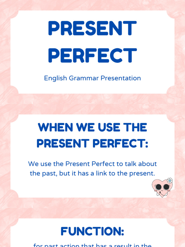 Pink Simple Present Perfect English Grammar Presentation | PDF