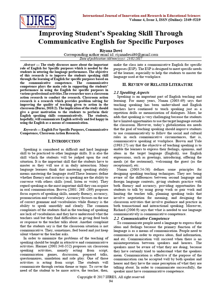 Improving Student S Speaking Skill Throu | PDF | Learning | Communication