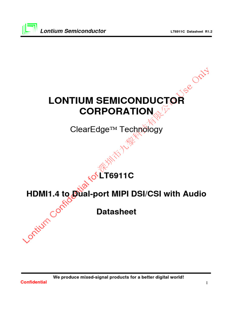 LT6911C Datasheet R1.2 | PDF | Power Supply | Hdmi