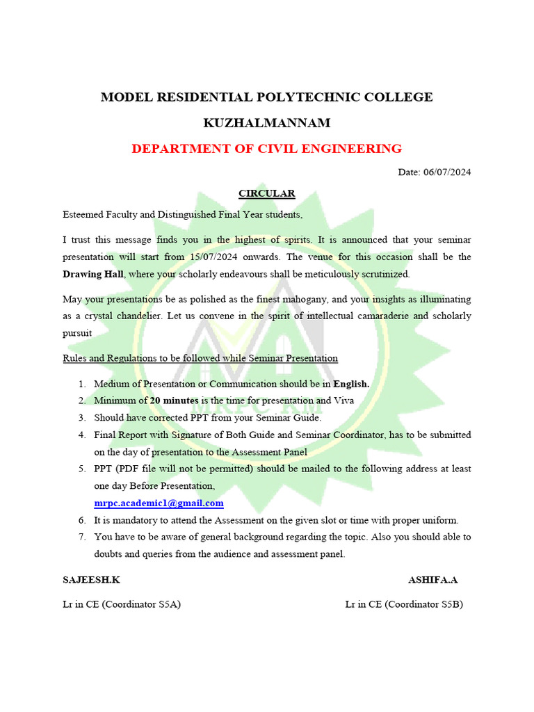 Circular - SEMINAR 5008 | PDF