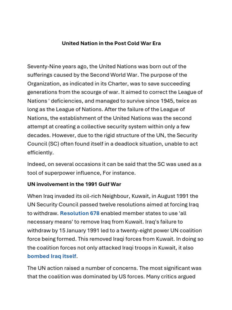UN Challenges Post-Cold War Era | PDF | Rwandan Genocide | Rwanda