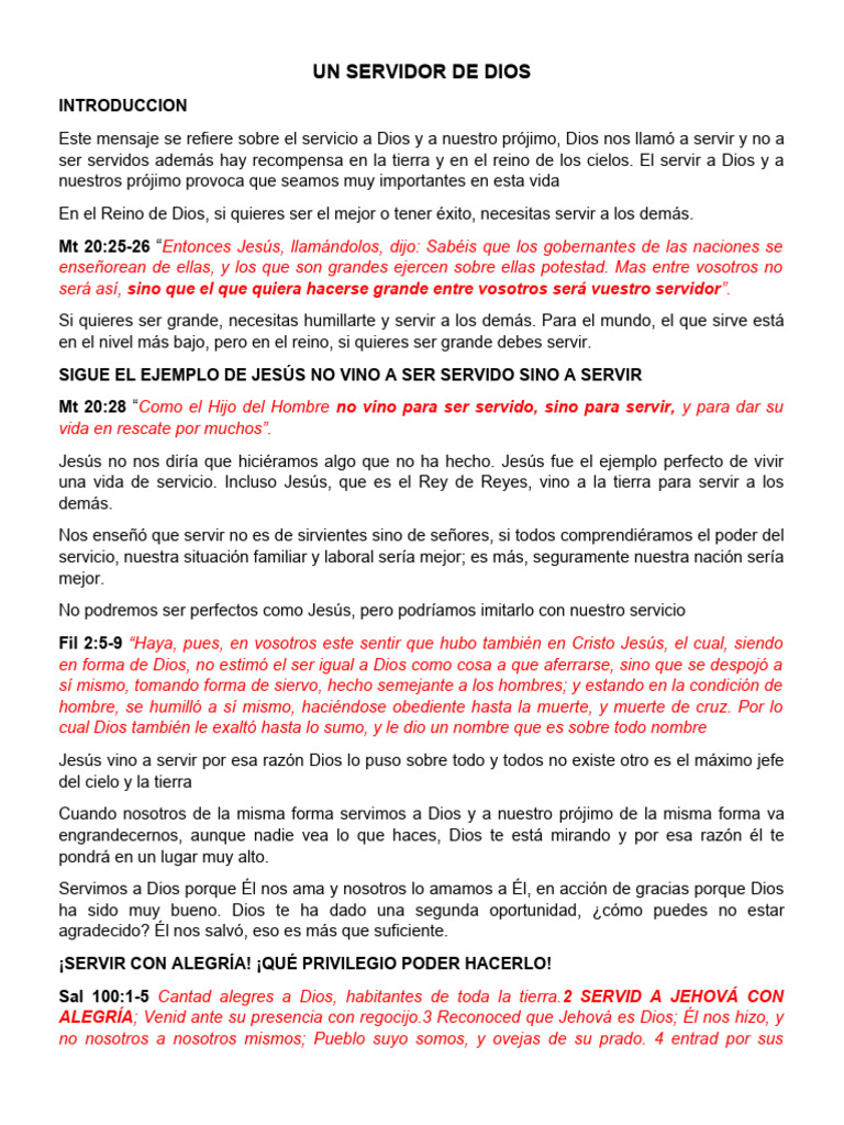 Un Servidor de Dios | PDF | Jesús | Bendición