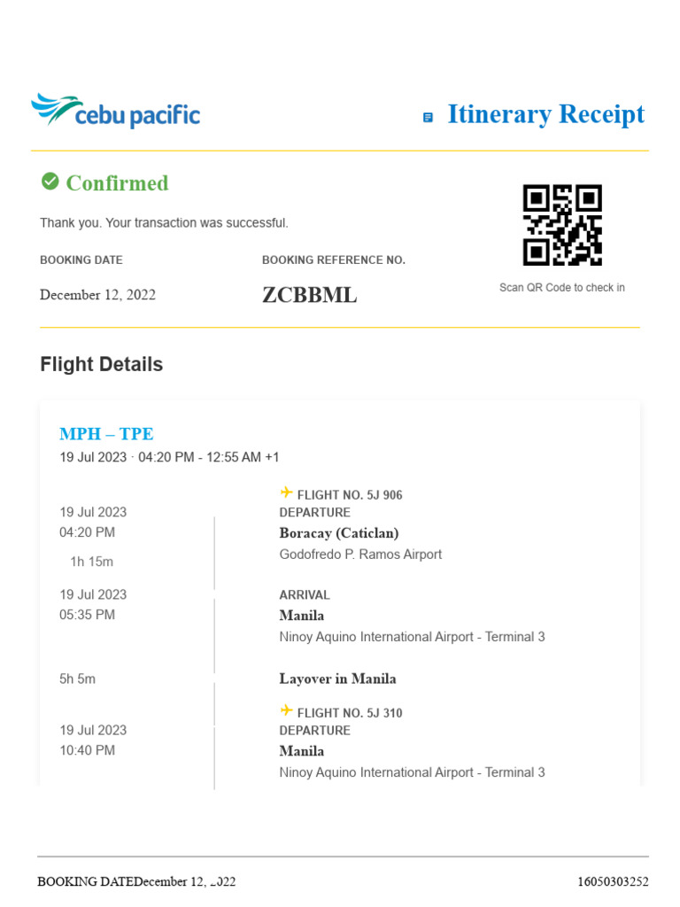 Ceb Pac Ticket | PDF | Fee