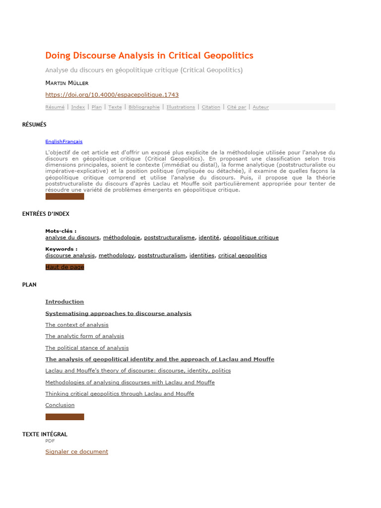 Critical Geopolitics | PDF | Discourse | Methodology