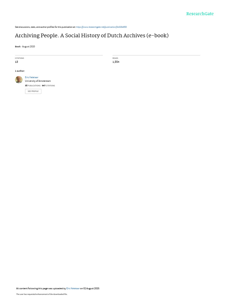 Social History of Dutch Archives | PDF | Archive | Archivist