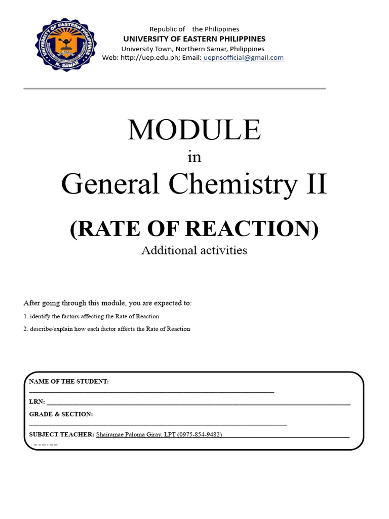 Genchem-Final-module | PDF | Reaction Rate | Catalysis