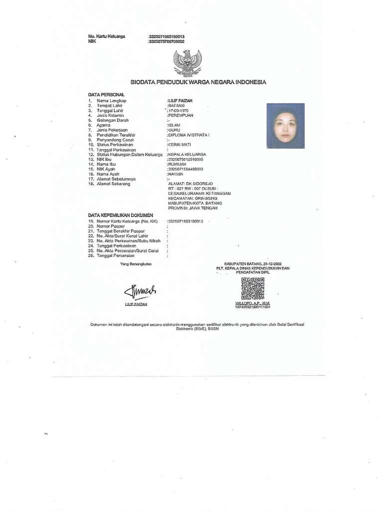 KTP Bu Lilif Baru | PDF