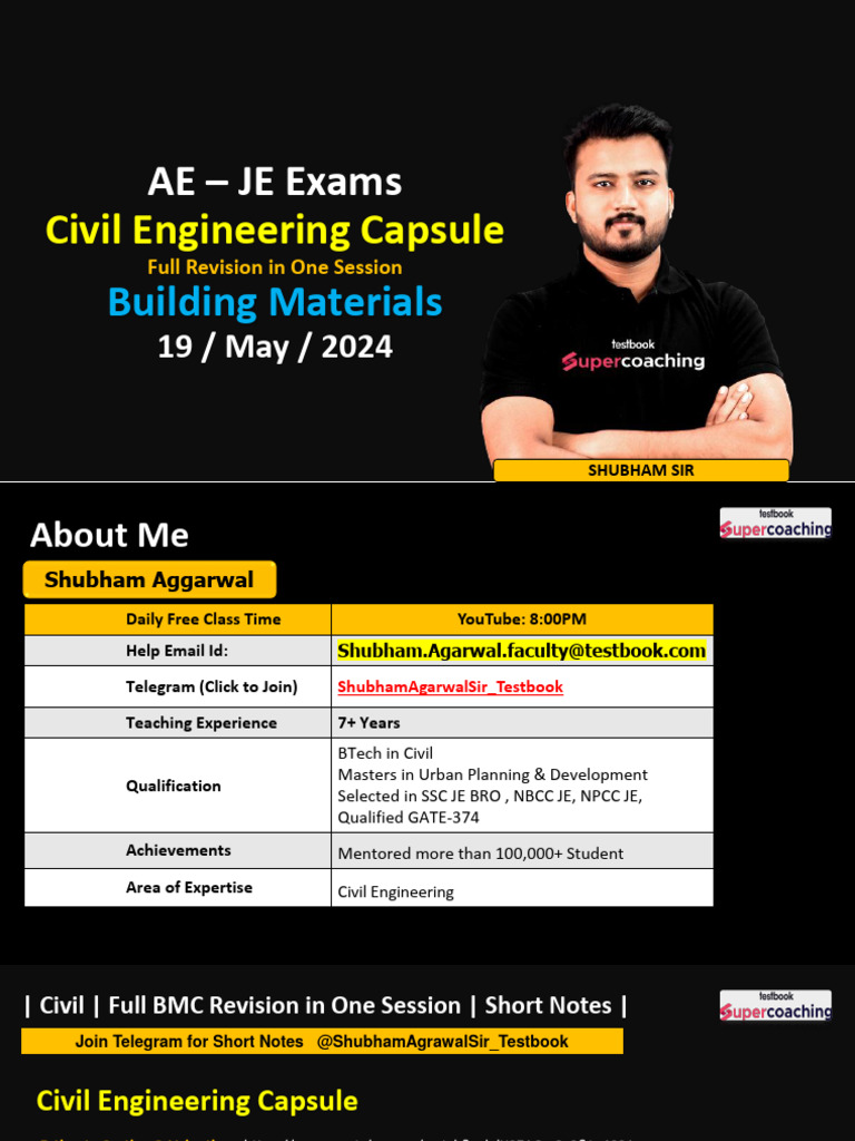 BMC Capaule Notes by Shubham Sir Testbook | PDF | Glasses | Cement
