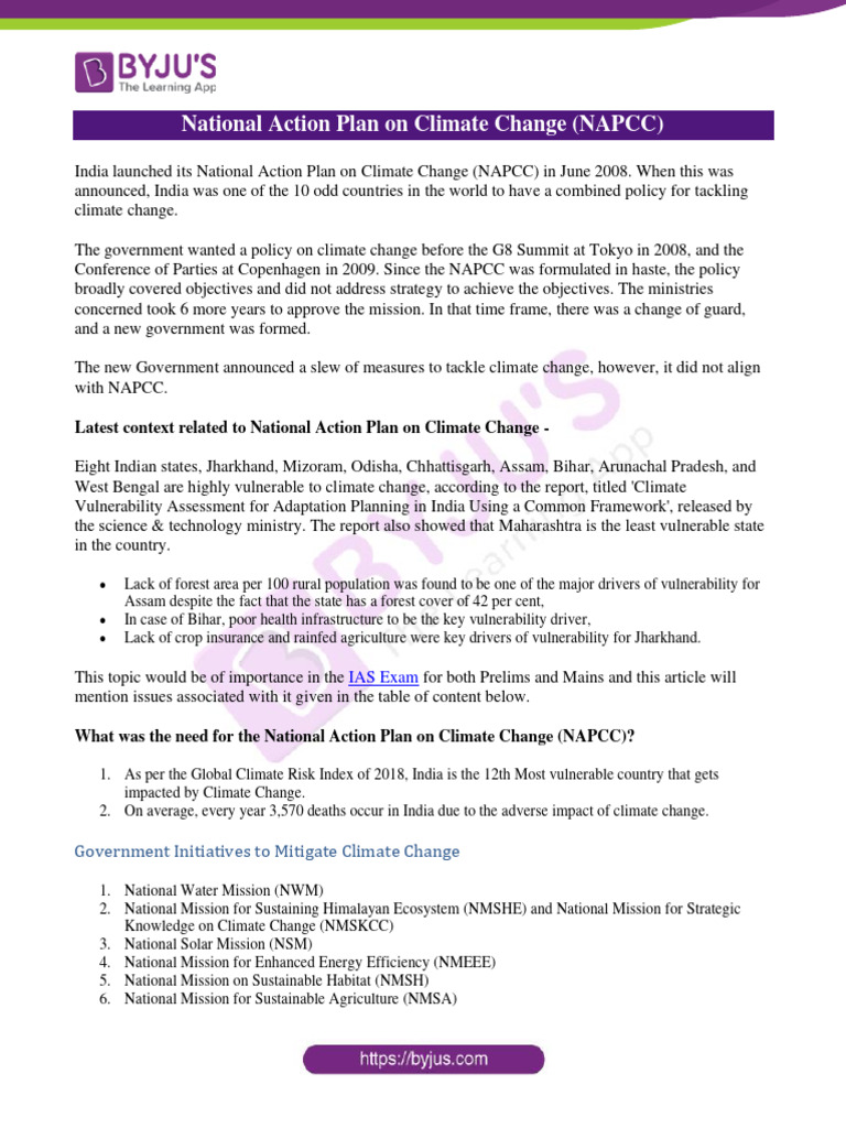 NAPCC | PDF | Environmental Issues With Fossil Fuels | Sustainable ...