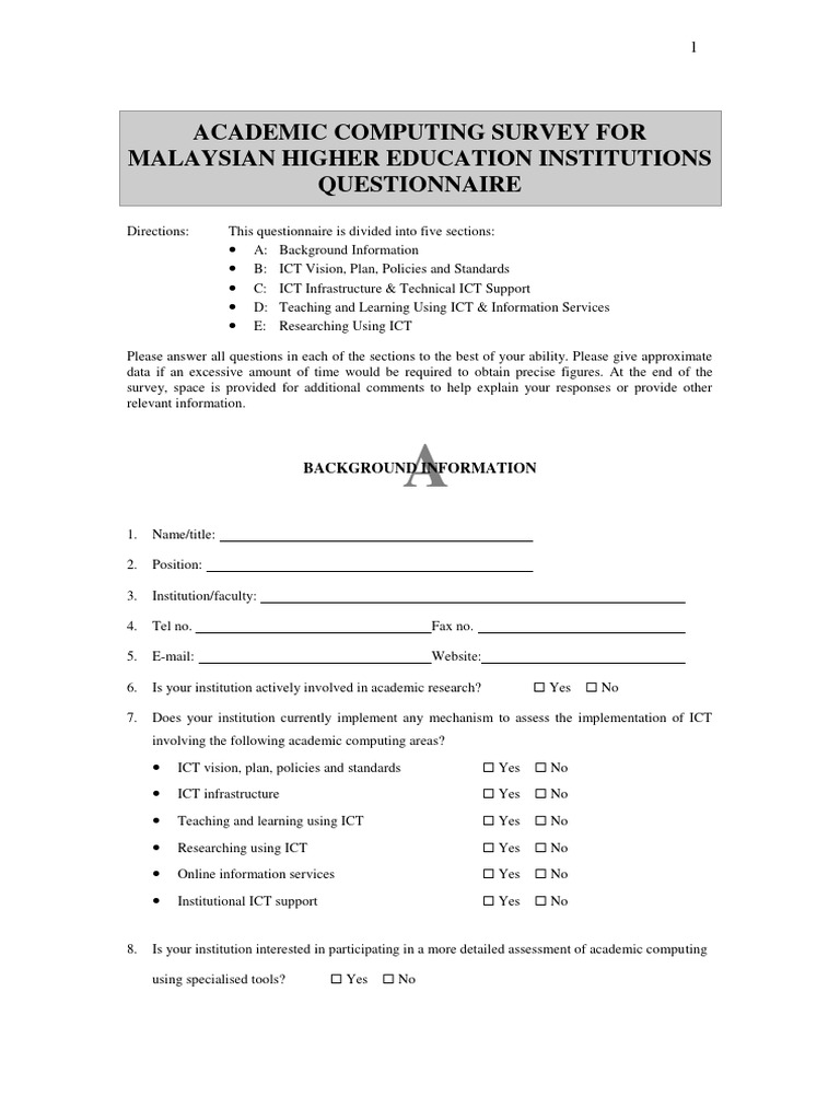 Questionnaire - Rubric Scale | PDF | Educational Technology | Information And Communications ...