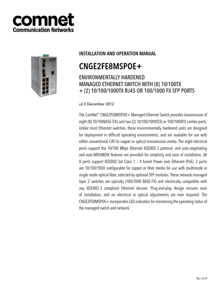 Cnge2fe8mspoe Im | PDF | Network Switch | Ethernet