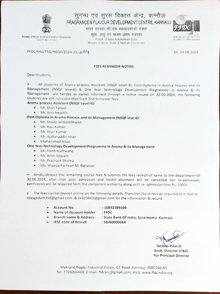 Fees Reminder Notice | PDF