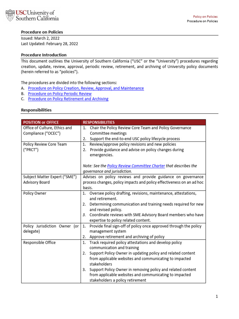 Procedure On Policies Final Draft 2 | PDF | Policy | Small And Medium ...