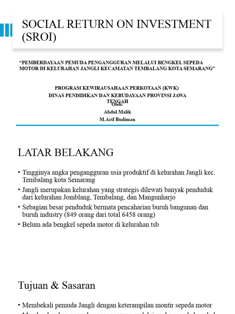 A. Malik & Arief - Penghitungan Social Return of Investment (SROI) | PDF