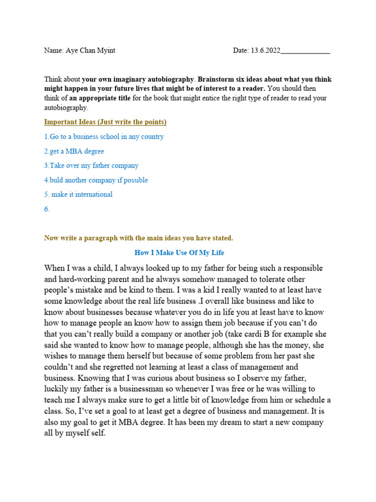 My Future Life (Writing) | PDF