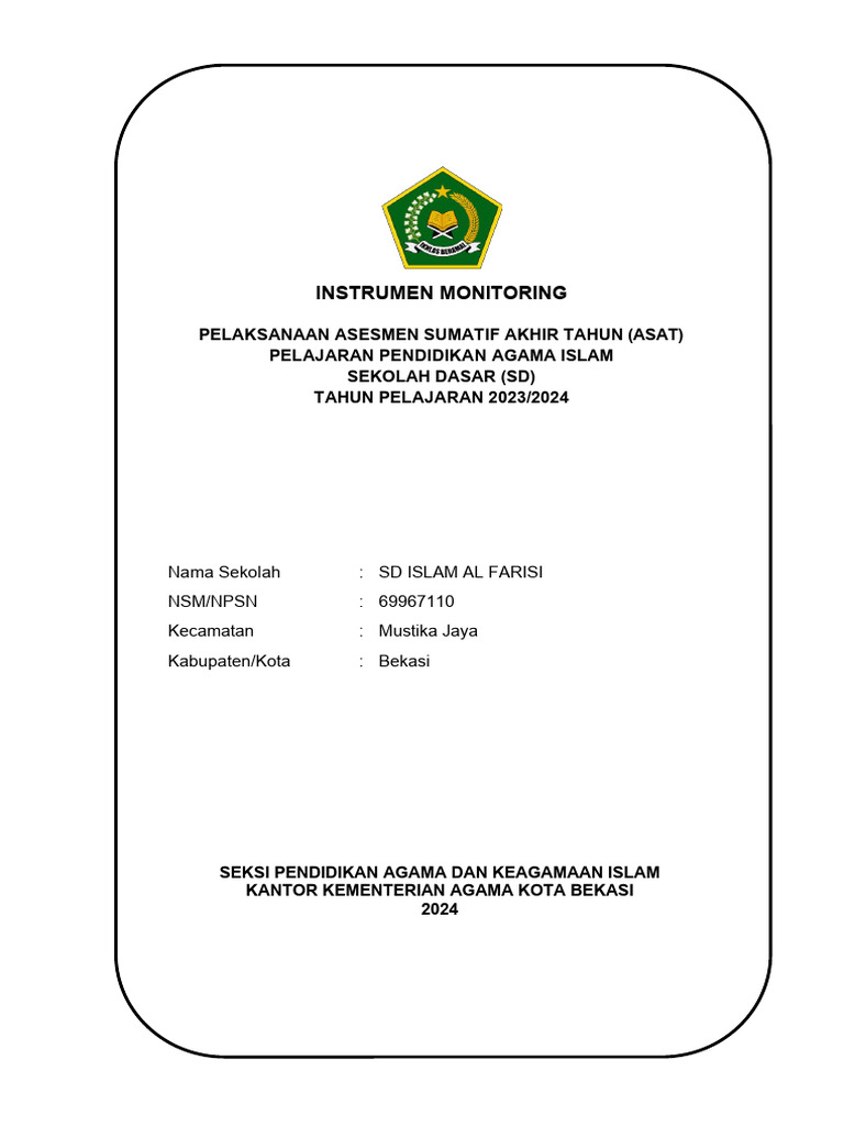 Instrumen Monev Asat Pai 2024 | PDF