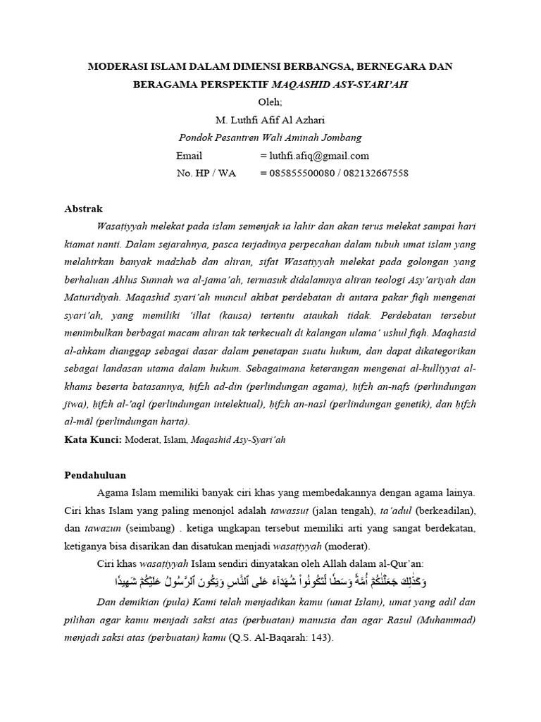 Moderasi Islam Dalam Aspek Kehidupan Beragama Dan Bermasyarakat | PDF