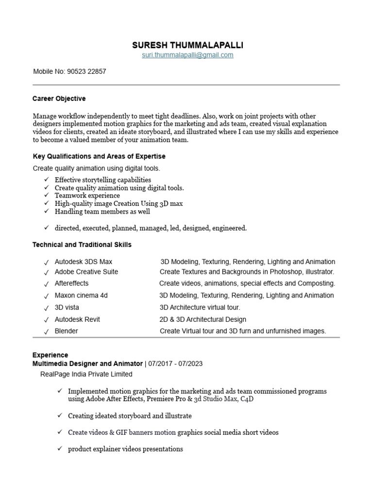 Suresh CV-1 | PDF | 3 D Computer Graphics | Animation