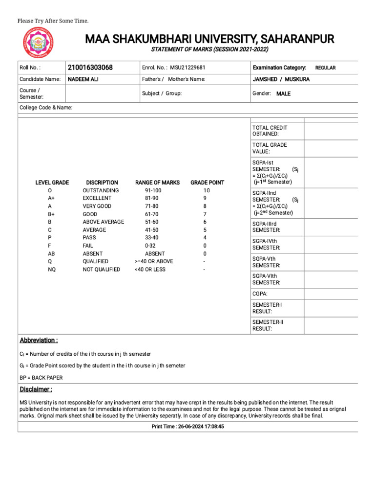 Result Statement (1) | PDF | Educational Stages | Academia