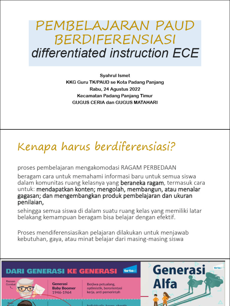 Pembelajaran PAUD Berdiferensiasi Efektif | PDF | Karier & Perkembangan