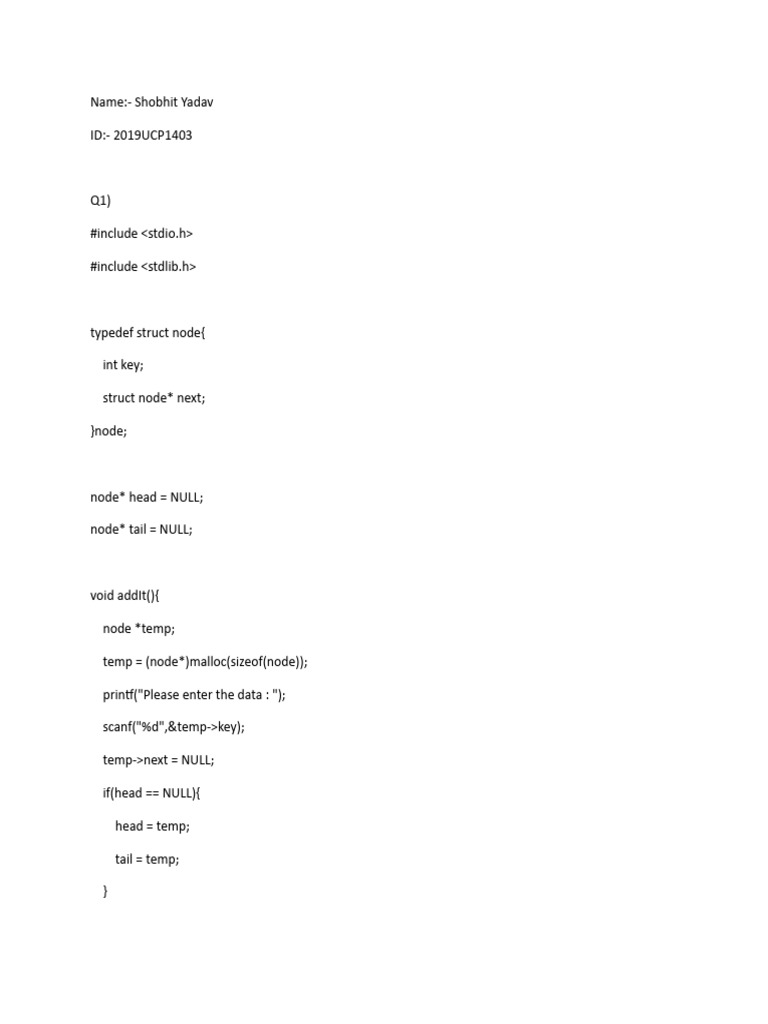 2019UCP1403 DSA Lab Assignment | PDF | Queue (Abstract Data Type) | Programming Paradigms