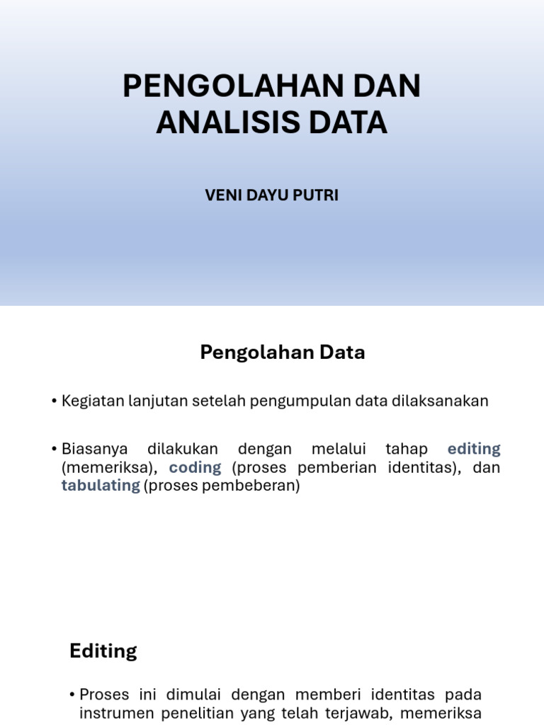 Pengolahan Dan Analisis Data | PDF