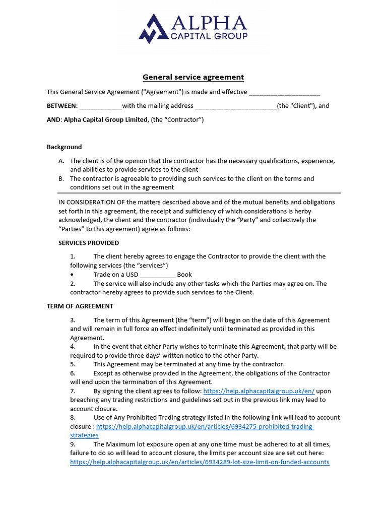 General Service Agreement | PDF | Indemnity | Private Law