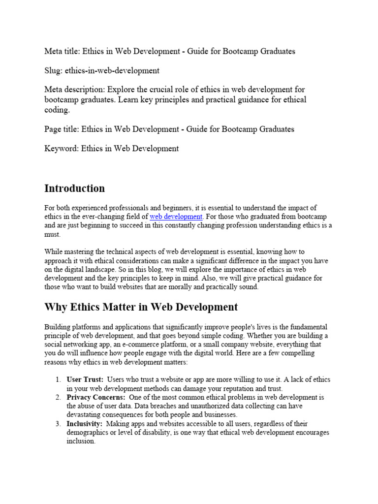 Ethical Web Development Guide | PDF | Web Development | World Wide Web