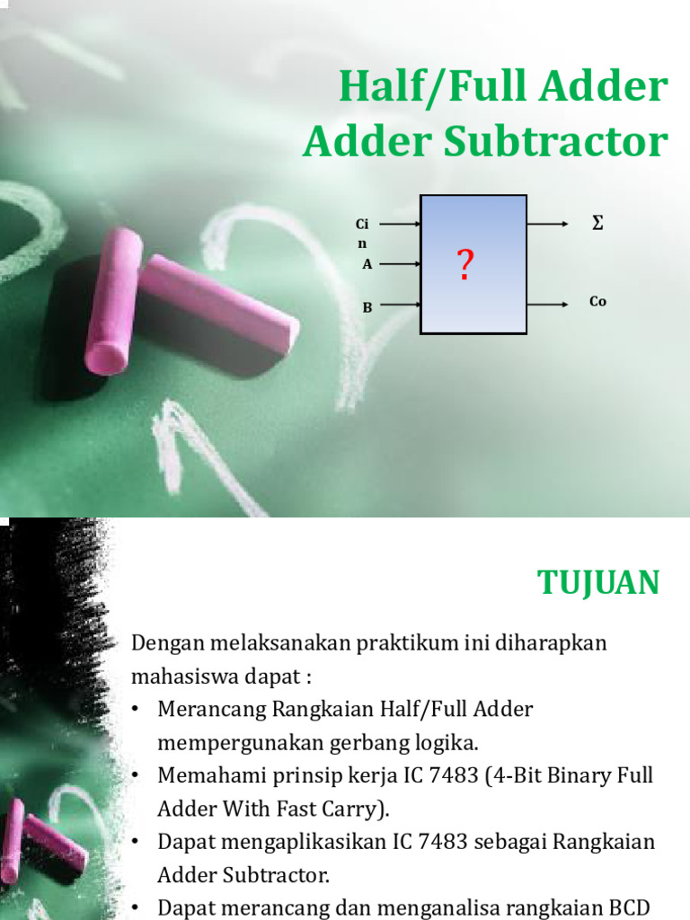 Half-Full Adder, Adder Subtractor, BCD Adder | PDF