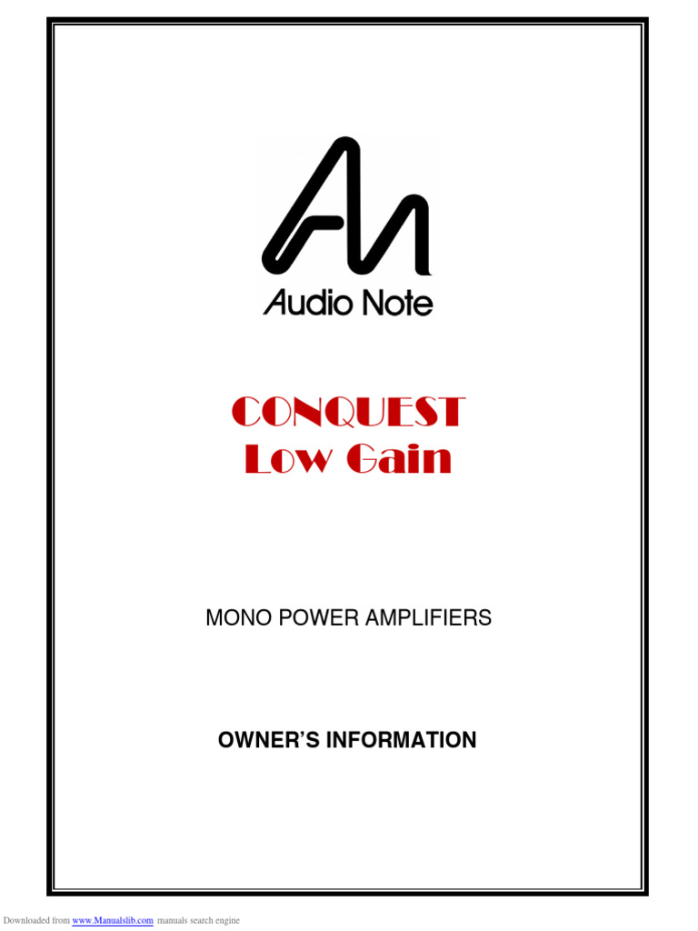 Conquest Low Gain PDF Loudspeaker Amplifier