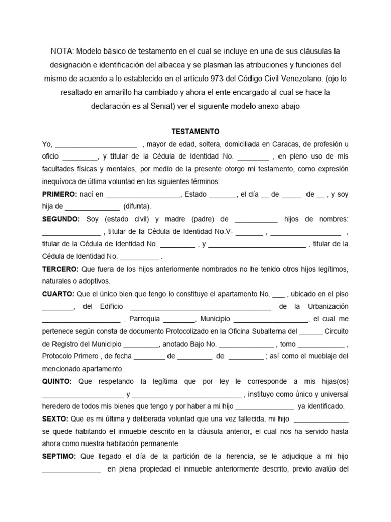 NOTA Sobre Albacea y Testamento | PDF | Herencia | Documento de identidad