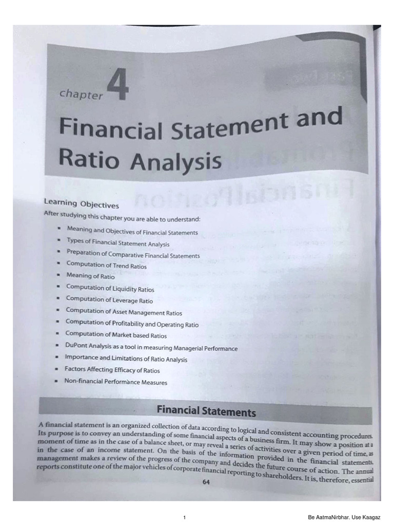 Ch-4 Financial Stat and Ratio Analysis Book | PDF