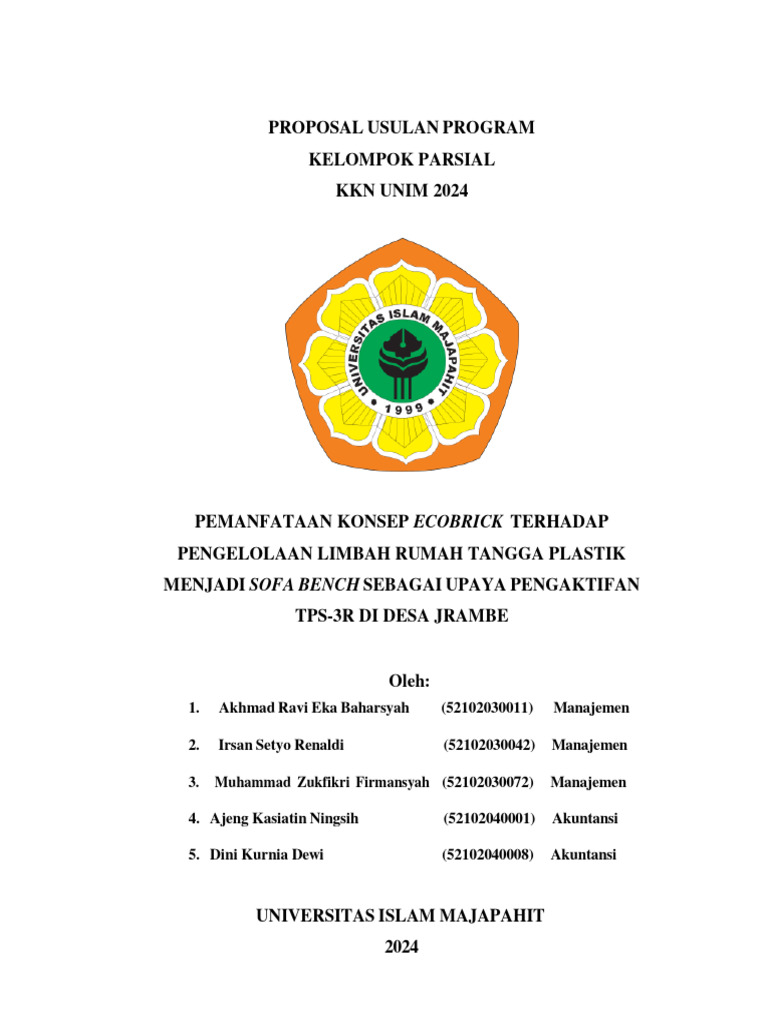Proposal Usulan Program Kelompok Parsial KKN Unim 2024 | PDF