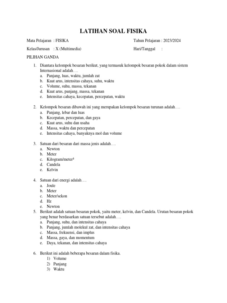 Latihan Soal Fisika | PDF