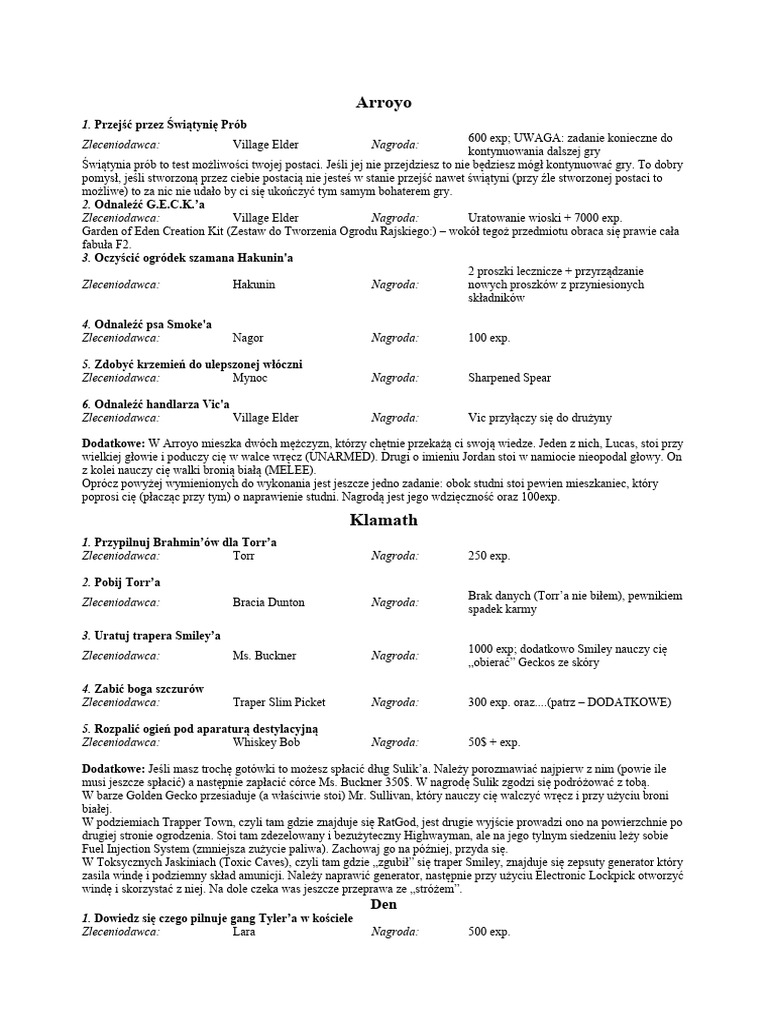 Fallout - Quest Log | PDF