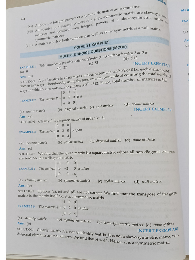 Algebra of Matrices | PDF