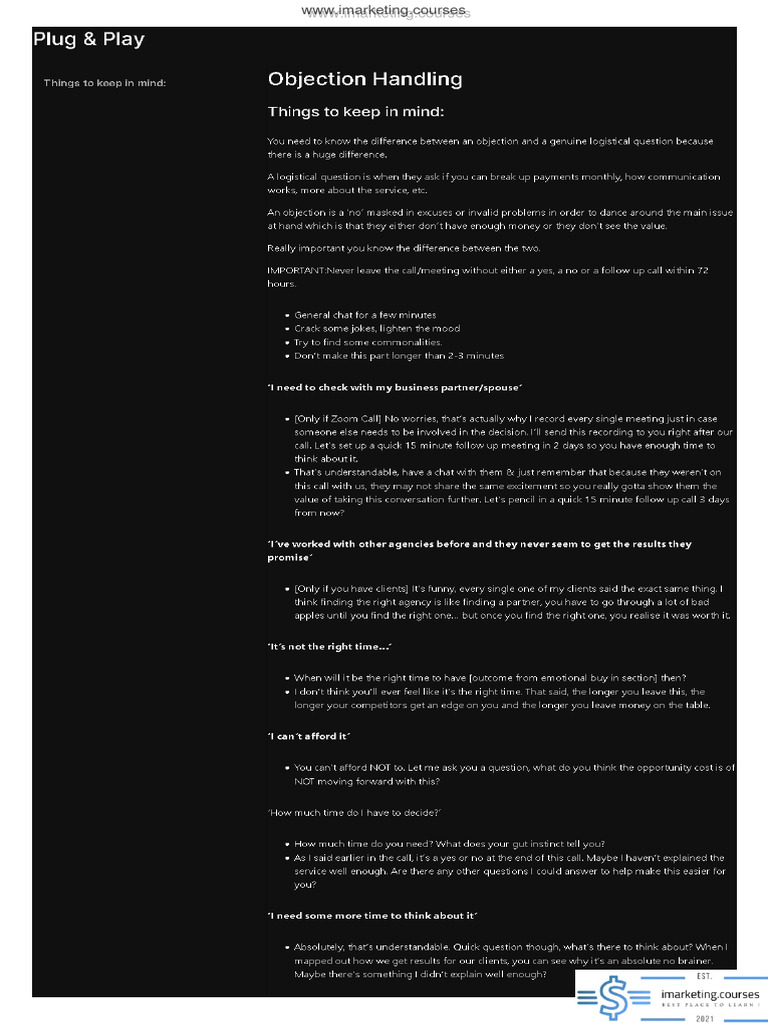 07-Objection Handling | PDF