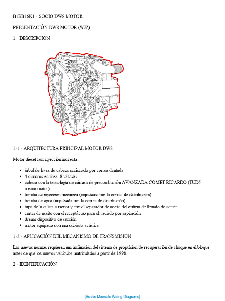 Manual Peugeot Partner Diesel Motor Type DW8 | PDF | Inyección de ...