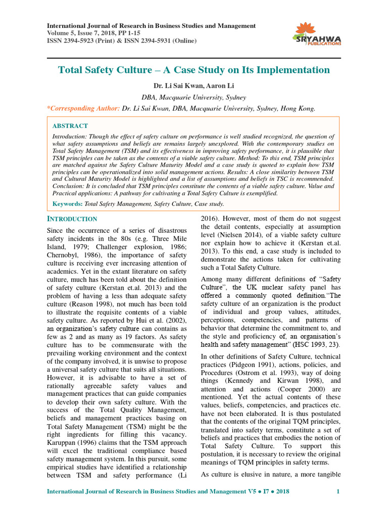 Total Safety Culture Implementation Guide | PDF | Leadership | Safety