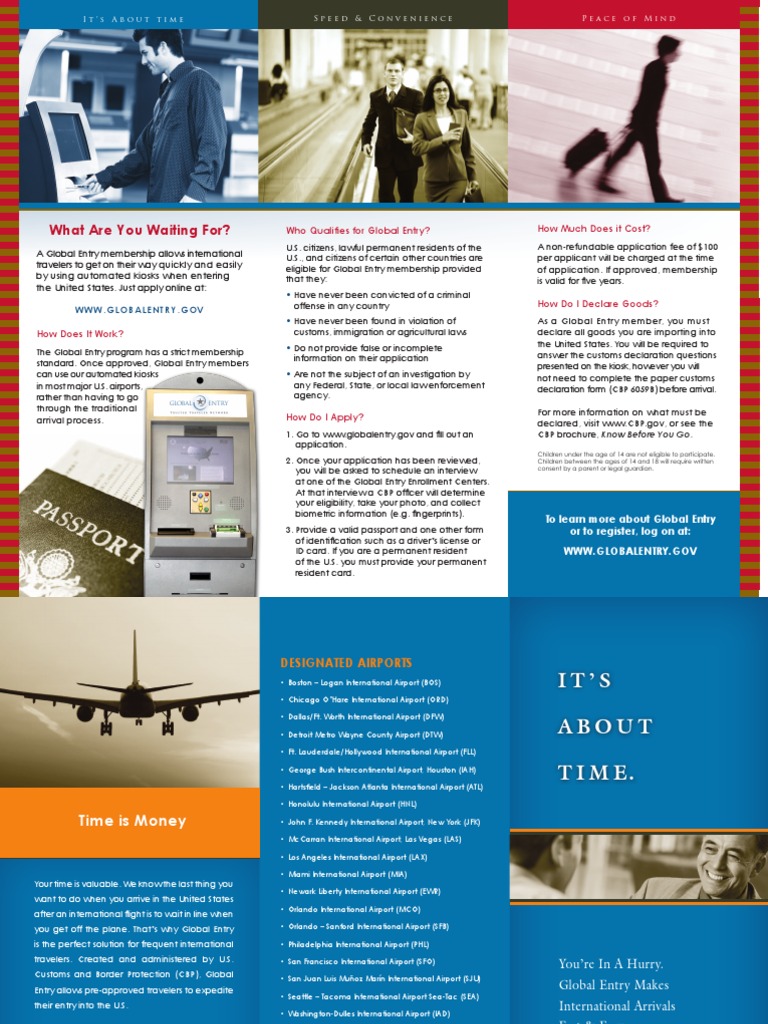 Global Entry Brochure | PDF | Government And Personhood | Government ...