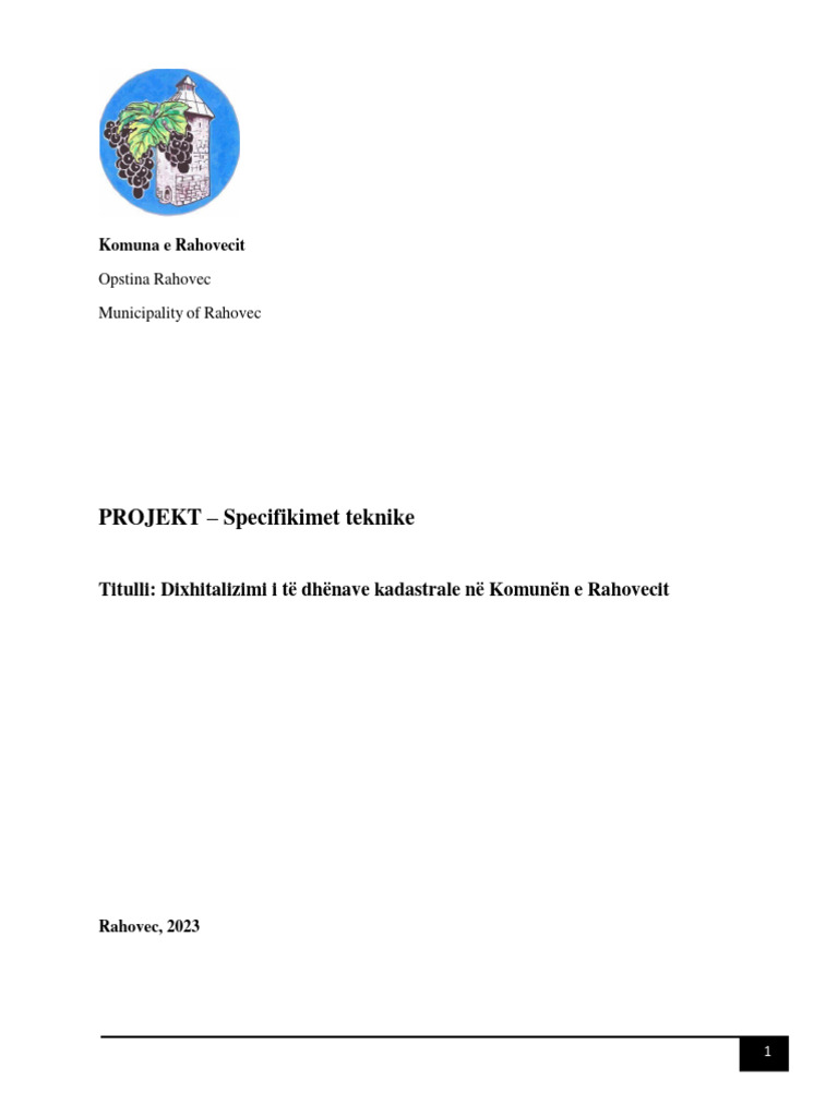 Specifikacion - Digjitalizimi I Dokumentacionit Kadastral | PDF