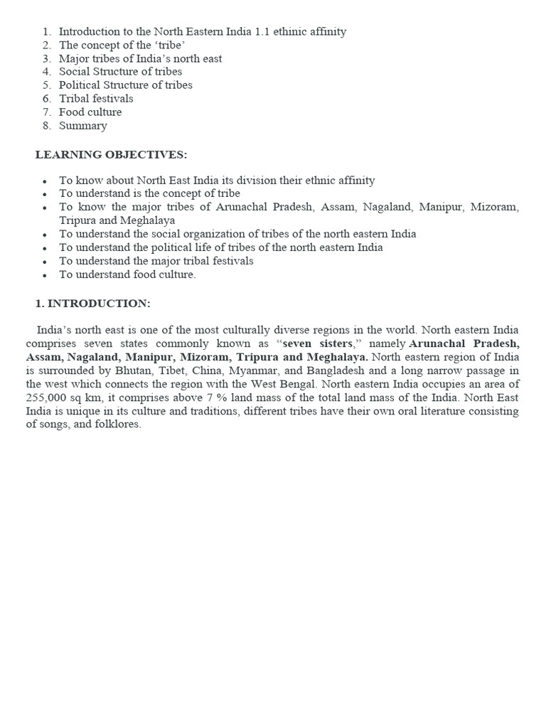Introduction To The North Eastern India 1 | PDF
